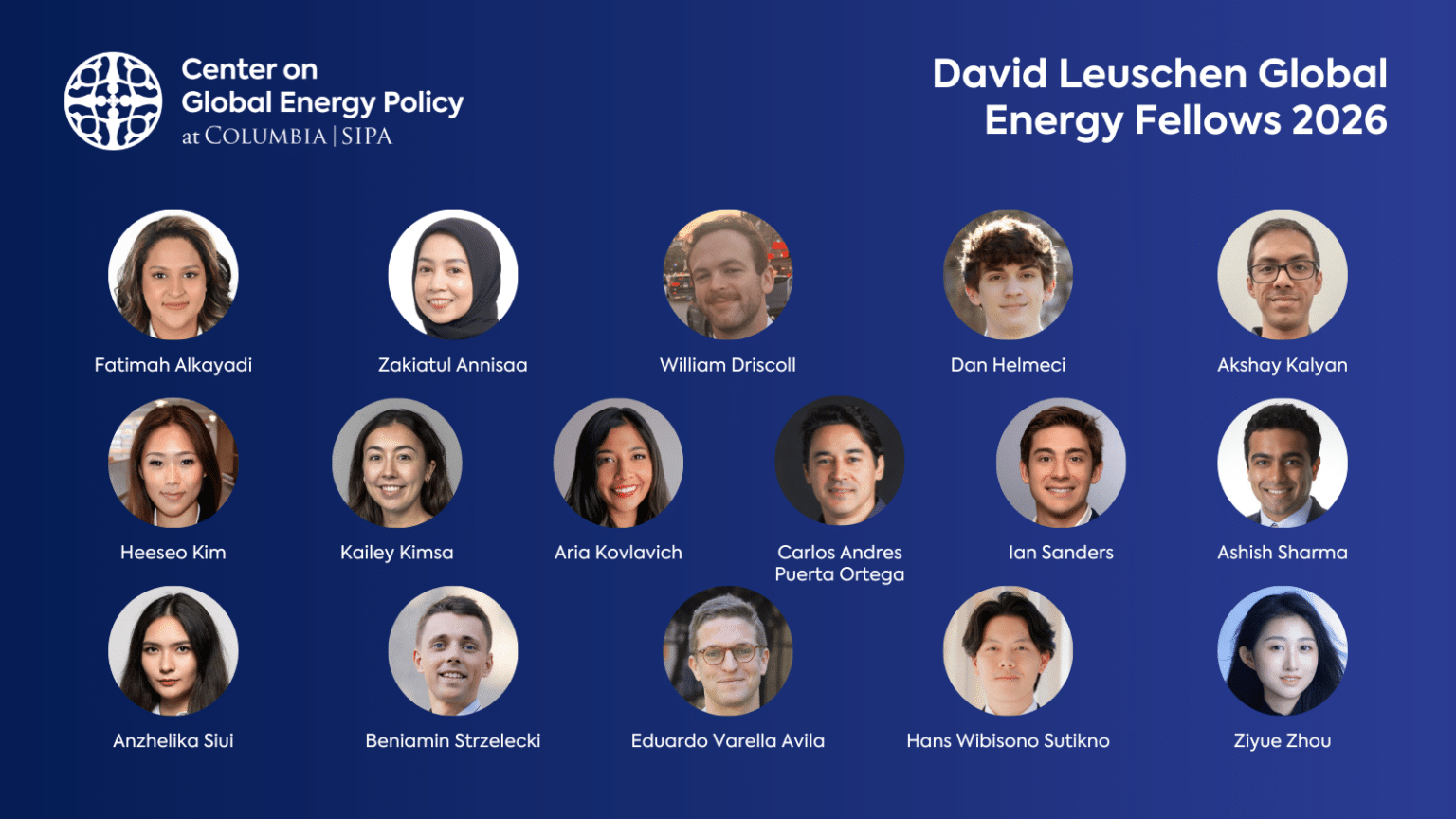 Center on Global Energy Policy Announces Fourth Cohort of David ...